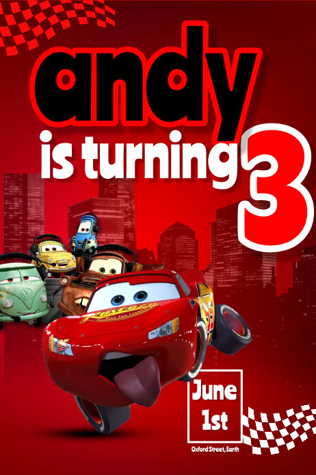 Cars Birthday Theme Template | PosterMyWall