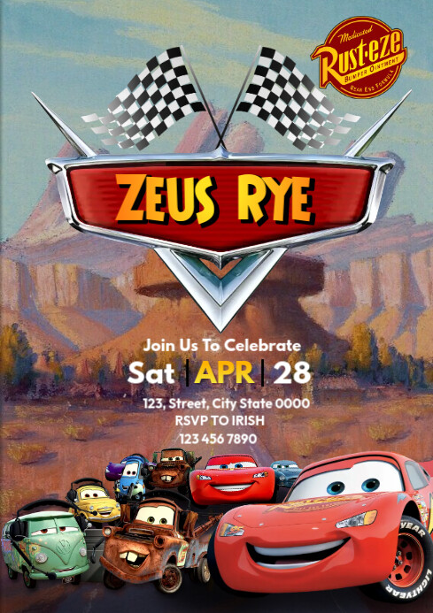 Cars Birthday Theme Template | PosterMyWall