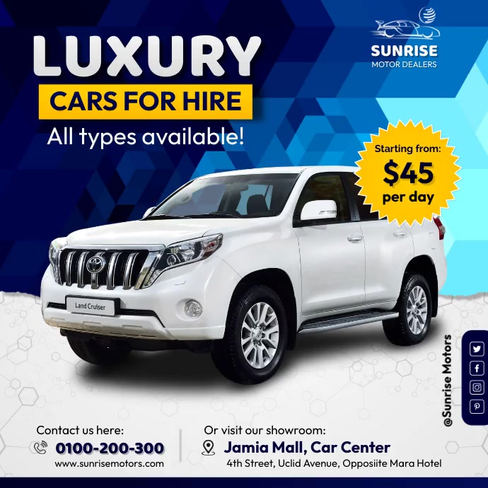 Cars for hire Template | PosterMyWall