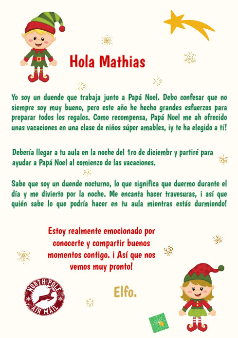 Carta de elfo para niños Templat | PosterMyWall