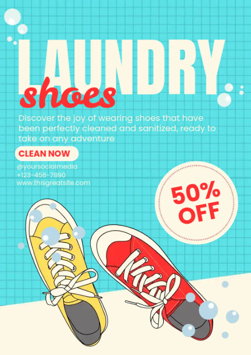 Cartoon Style Laundry Shoes Templat | PosterMyWall