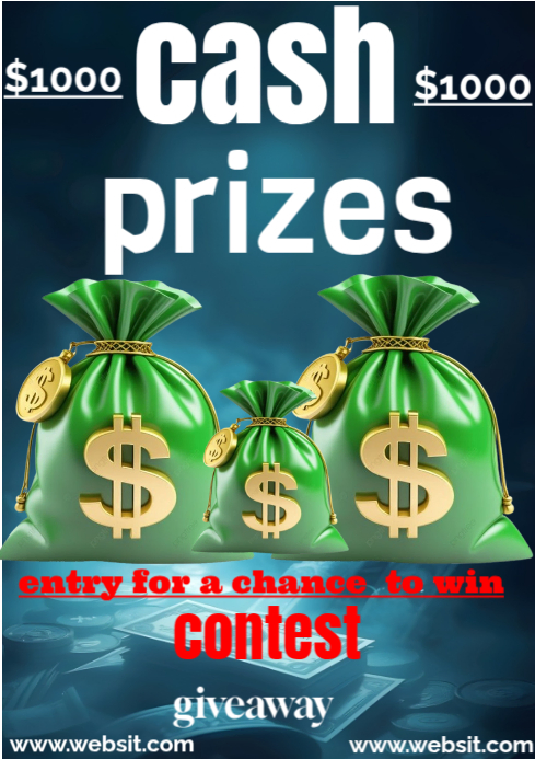 Turquoise Cash Giveaway A1 Template | PosterMyWall