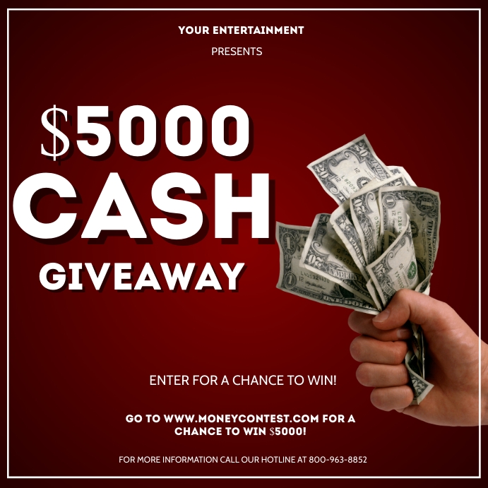 cash giveaway contest, cash prize Template | PosterMyWall