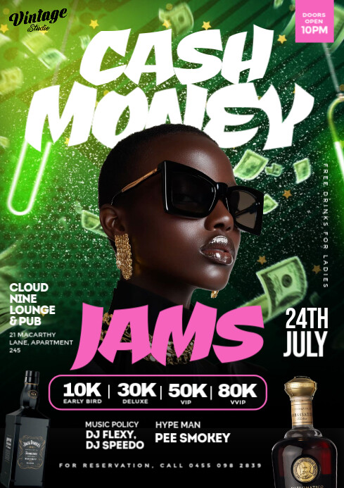 Modèle Cash Money Night Club Party Event Flyer A4 | PosterMyWall