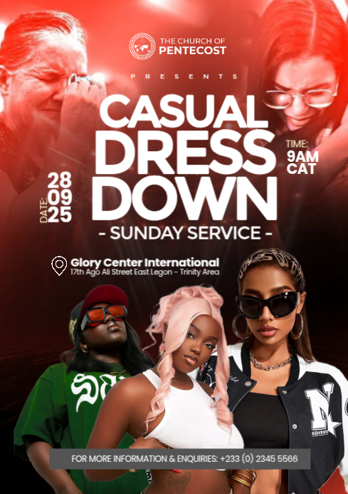 Copy of Casual Dress Down Sunday Service | PosterMyWall