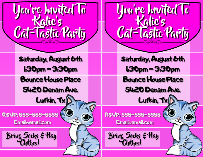 Cat Birthday Invite Template | PosterMyWall