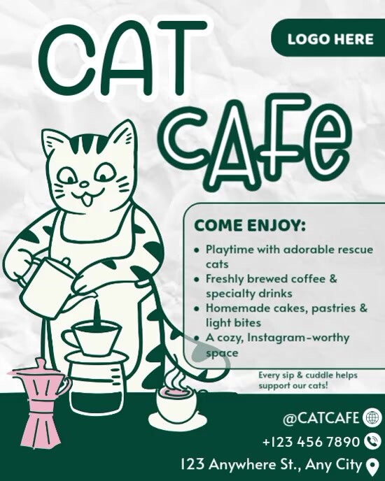 Cat Cafe Template | PosterMyWall