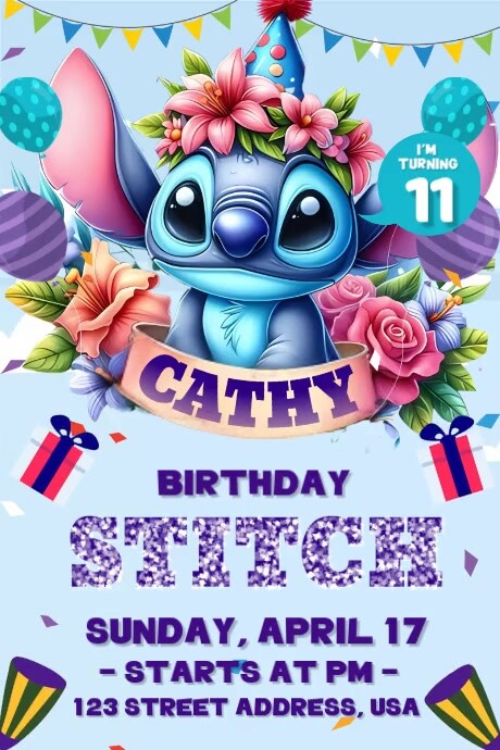 Cathy's Stitch Theme Birthday Invitation Template | PosterMyWall
