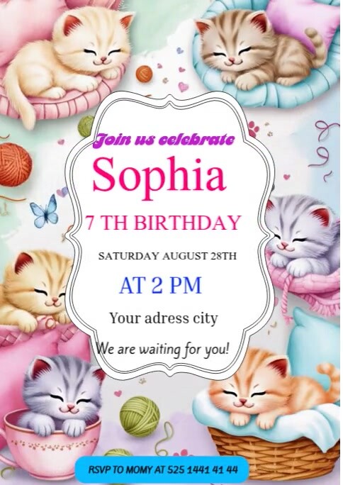 Modèle cats Birthday invitation | PosterMyWall