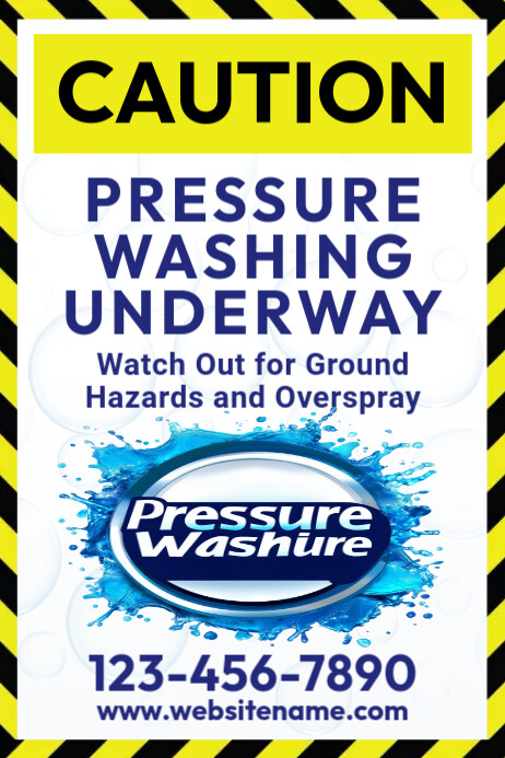 Caution Pressure Washing Sign Board Template | PosterMyWall