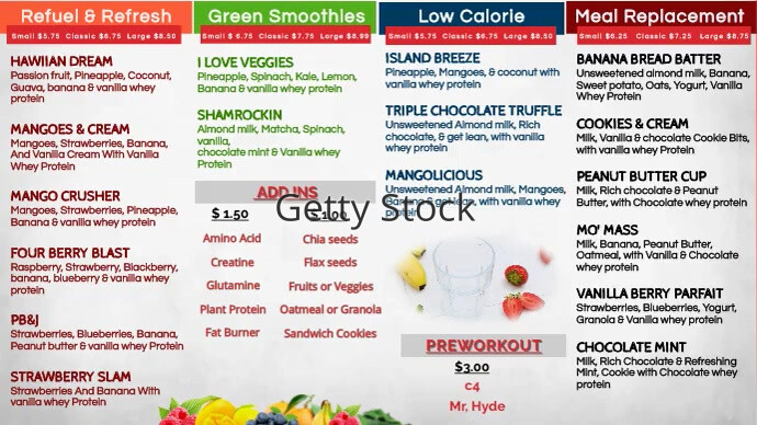 Juice Bar Digital Menu Board (4) | PosterMyWall