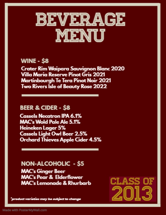 Beverage Menu | PosterMyWall