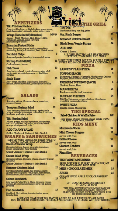 Tiki Menu 2021 | PosterMyWall