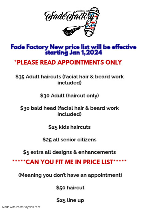 Barber Shop Re-opening Announcement | PosterMyWall