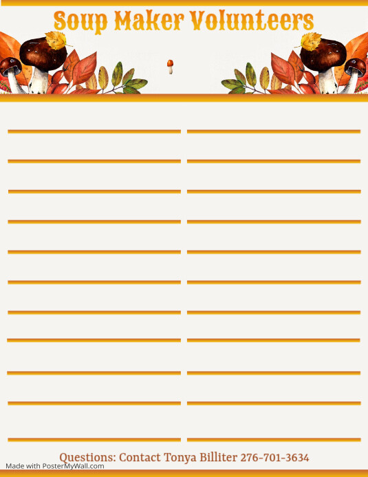 Fall Event Volunteers Sign-Up-Sheet | PosterMyWall