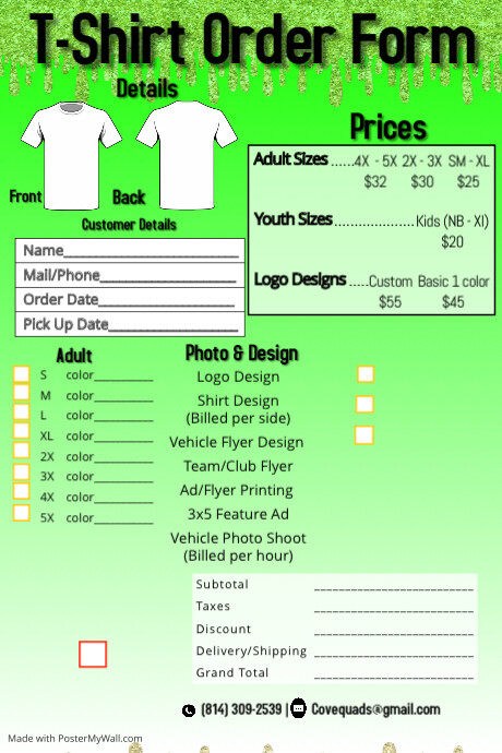 Copy of T-Shirt Order Form | PosterMyWall