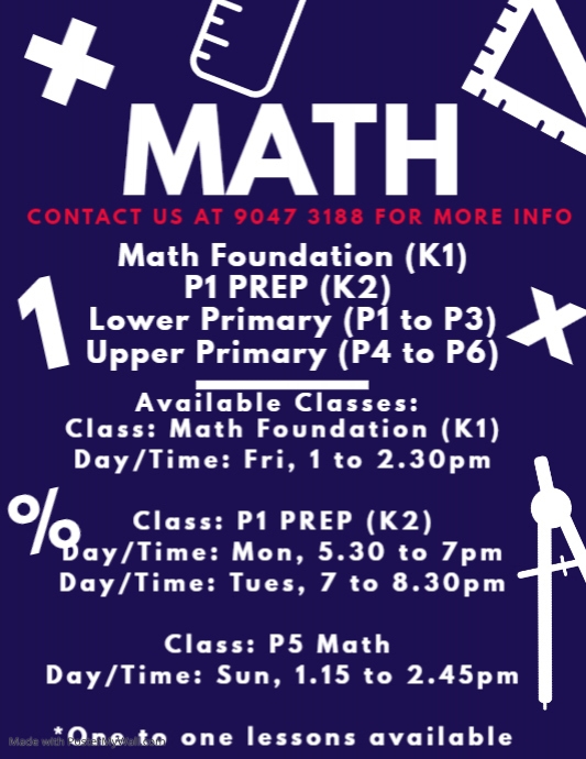 Copy of Math Tutoring Lessons Teaching Flyer | PosterMyWall
