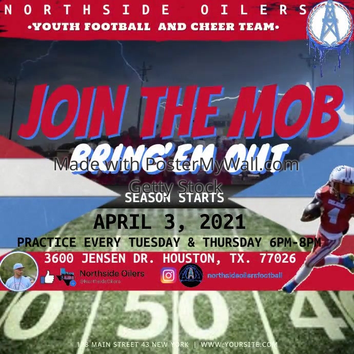 Copy of Black and Red Football College Tournament Squ | PosterMyWall