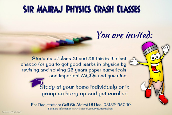 Sir Mairaj Physics Crash Classes | PosterMyWall