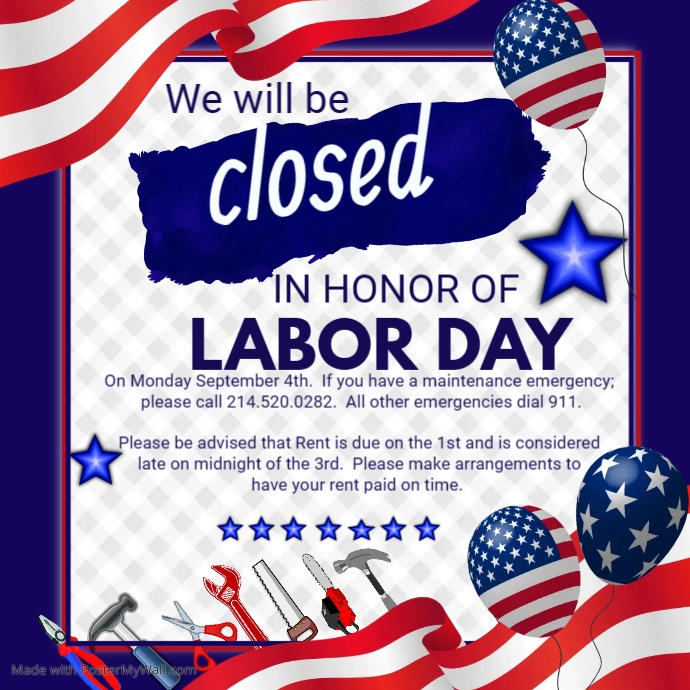 happy labor day, closed on labor day | PosterMyWall