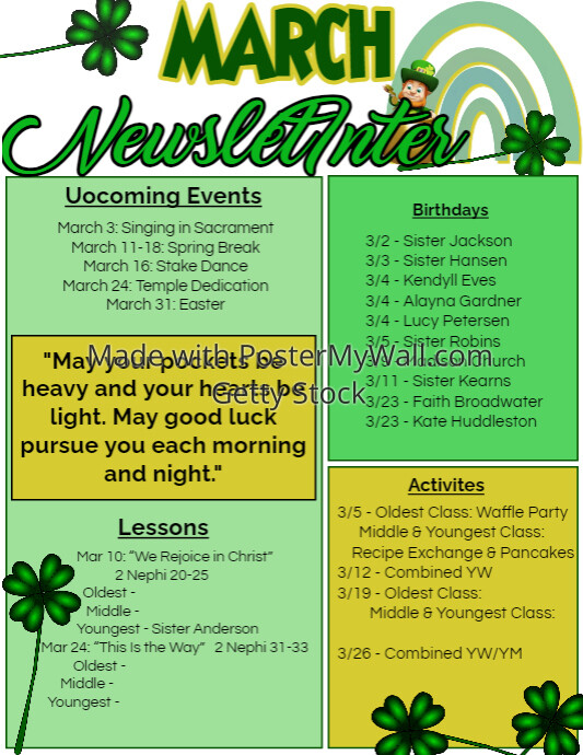 Copy of March Newsletter poster flyer st patricks day | PosterMyWall