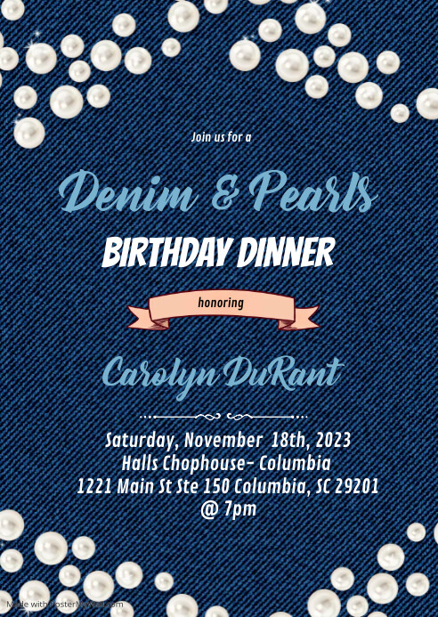 Denim and pearls invitation | PosterMyWall