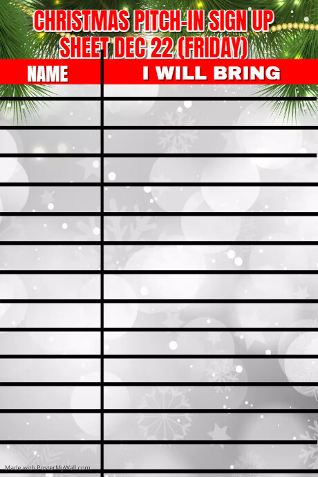 Christmas sign up sheet design | PosterMyWall