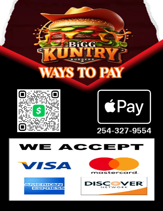 BIGG KUNTRY BURGERS MENU BANNER | PosterMyWall