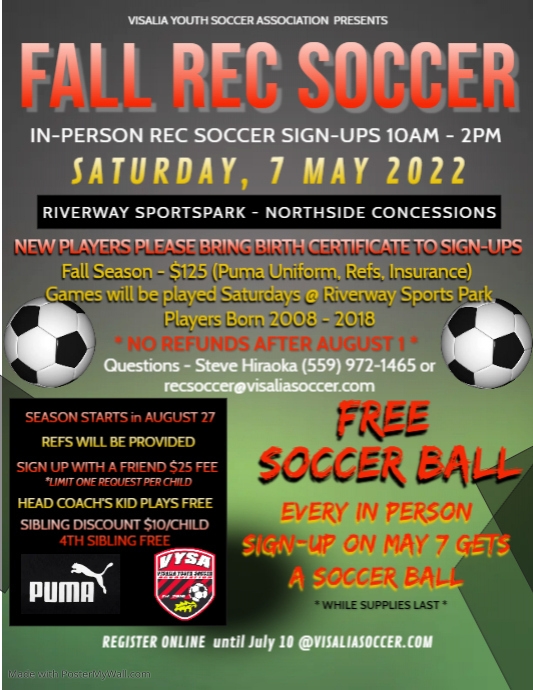 In person Fall Rec Flyer RAFFLE FREE BALL | PosterMyWall