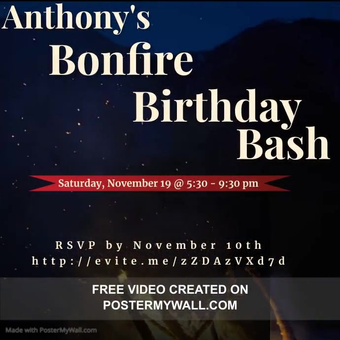 Anthony's Bonfire Birthday Bash | PosterMyWall