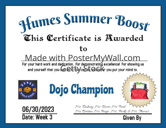 Dojo Champion Award | PosterMyWall
