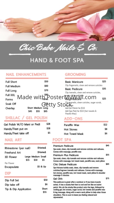 Copy of Copy of Pink Hand and Foot Massage Spa Menu | PosterMyWall