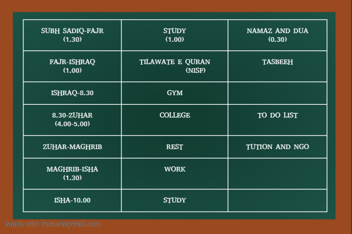 Chalkboard Themed School Timetable | PosterMyWall