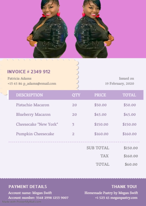 Lilac Cafe Invoice | PosterMyWall