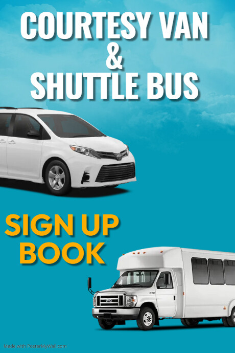 Courtesy Van & Shuttle Bus Sign up Book Cover | PosterMyWall