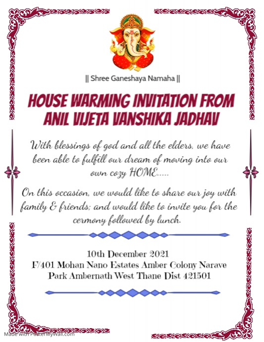 Copy of Traditional house warming invitation | PosterMyWall