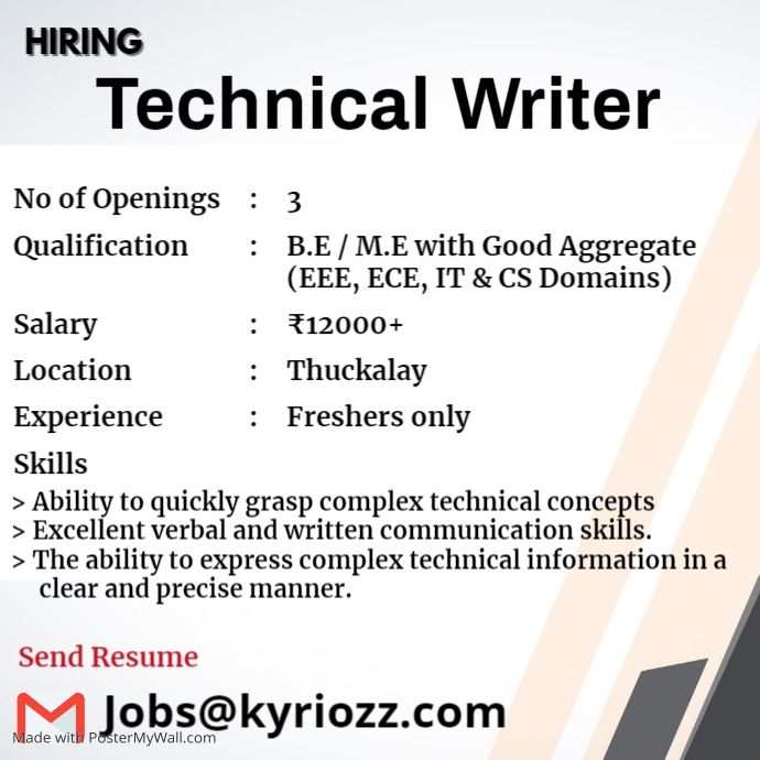 Copy of Technical Writer | PosterMyWall