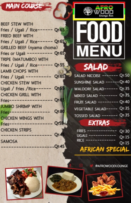 Afro Food Menu | PosterMyWall