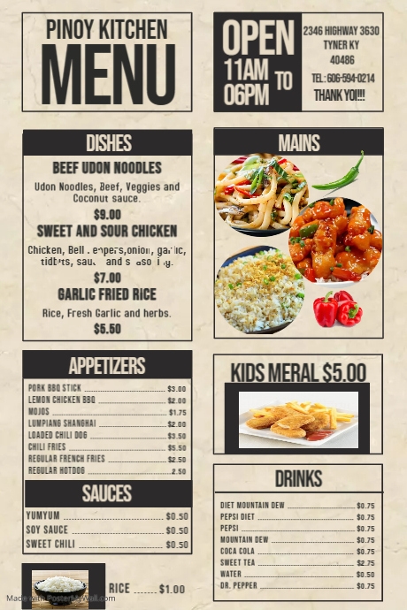 Simple Restaurant Menu Template | PosterMyWall