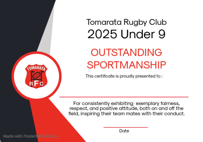 U9 Outstanding Sportsmanship | PosterMyWall