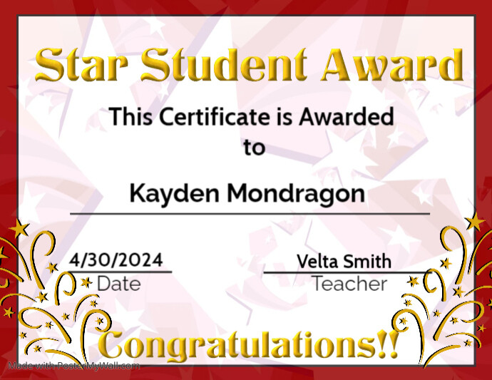 2021 Star Student Award | PosterMyWall