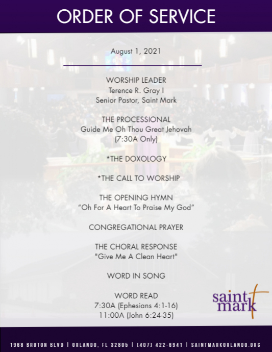 1st Sunday 7:30 Order of Service 1 Church Bulletin | PosterMyWall
