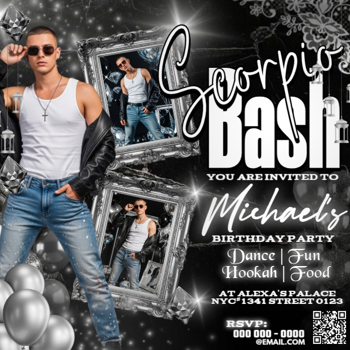 Plantilla de Celebrate Michael: Scorpio Birthday Bash | PosterMyWall