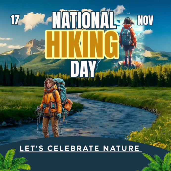 Celebrate Nature – National Hiking Day Poster" Template | PosterMyWall