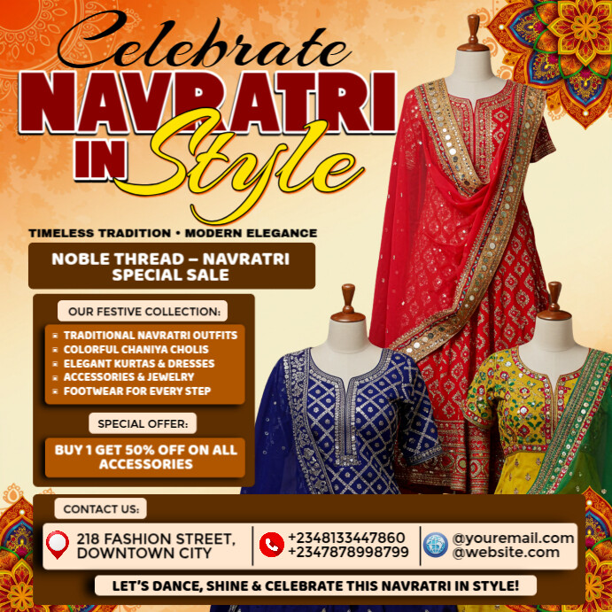 Celebrate Navratri in Vibrant Style Template | PosterMyWall