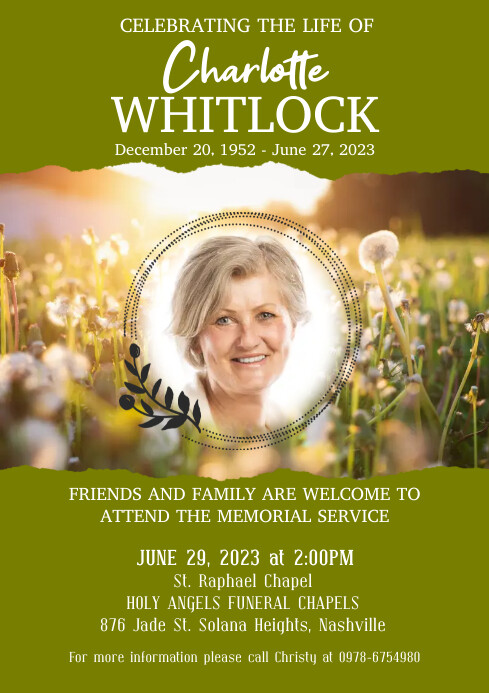 Copy of Celebrating the life Memorial Service | PosterMyWall