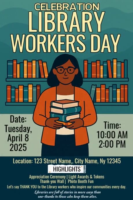 Plantilla de Celebration Library Workers Day | PosterMyWall