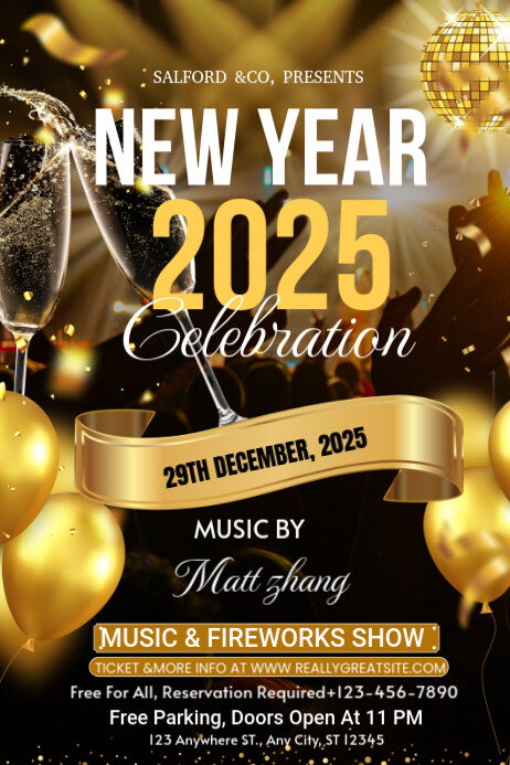 Celebration New Year Party 2025 Poster Template | PosterMyWall