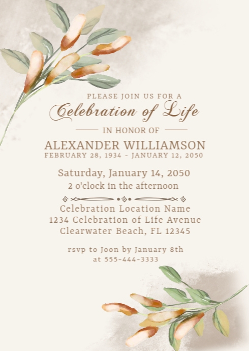 Celebration of Life Invitation for a Man Template | PosterMyWall