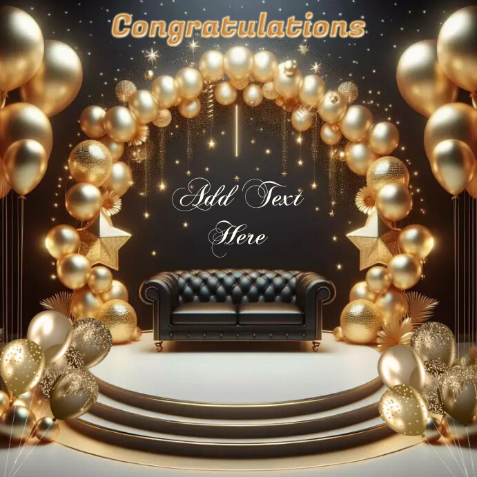 Celebration stage template with gold balloons | PosterMyWall